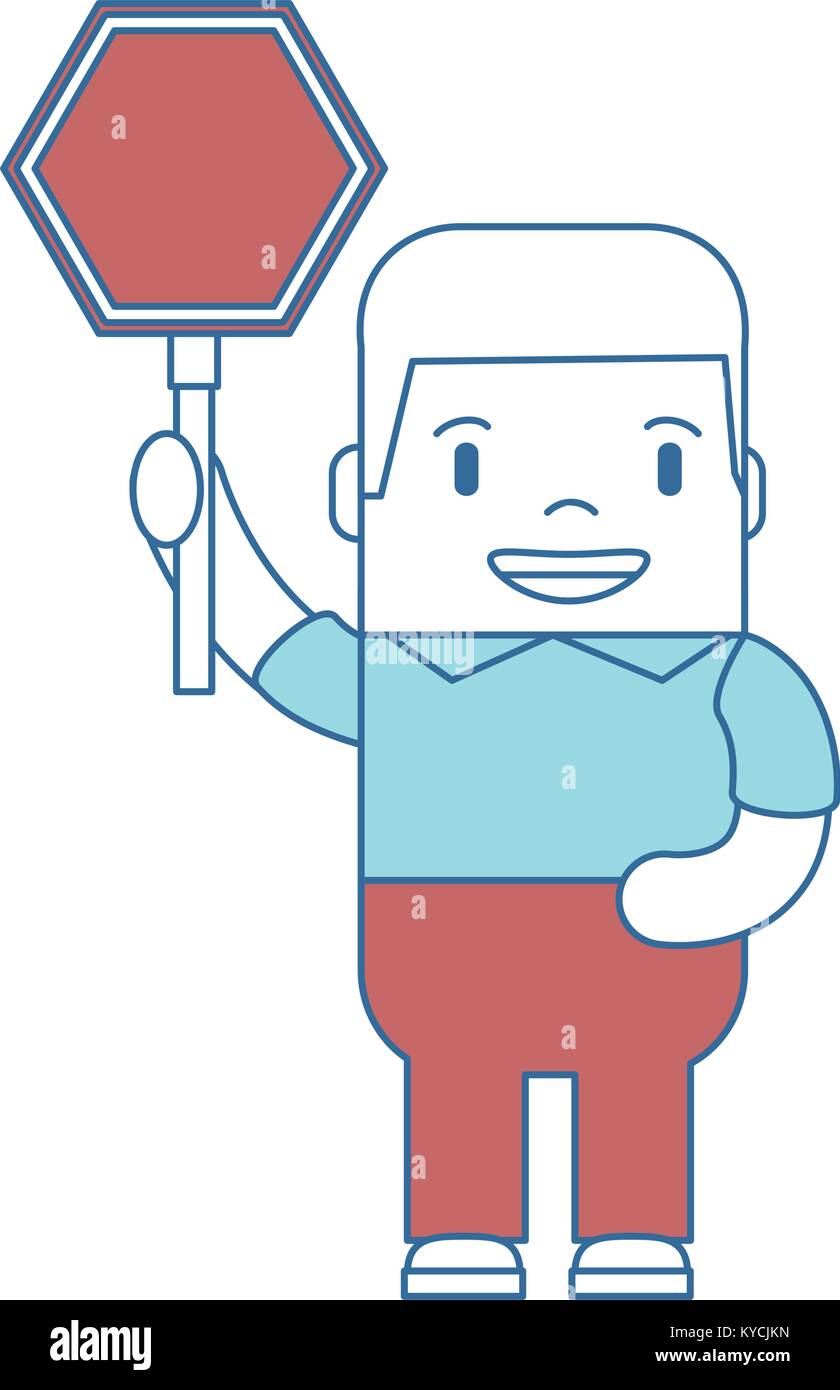 funny man with traffic signal avatar character vector illustration ...