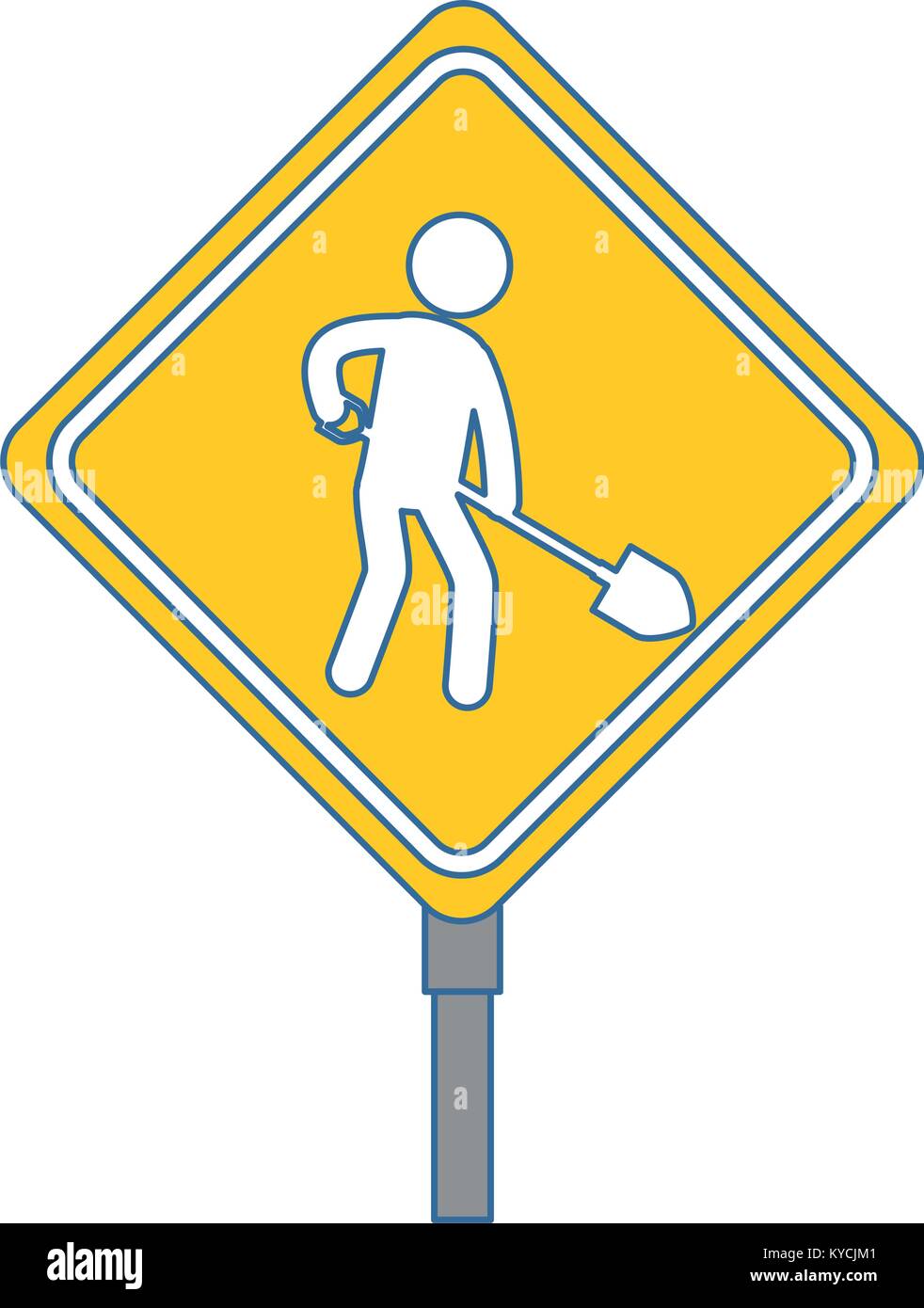 construction traffic signal with worker vector illustration design ...