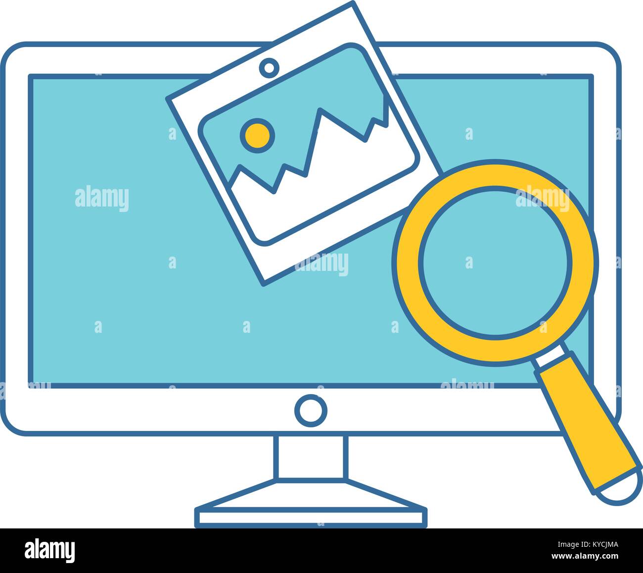 monitor computer with magnifying glass vector illustration design Stock ...