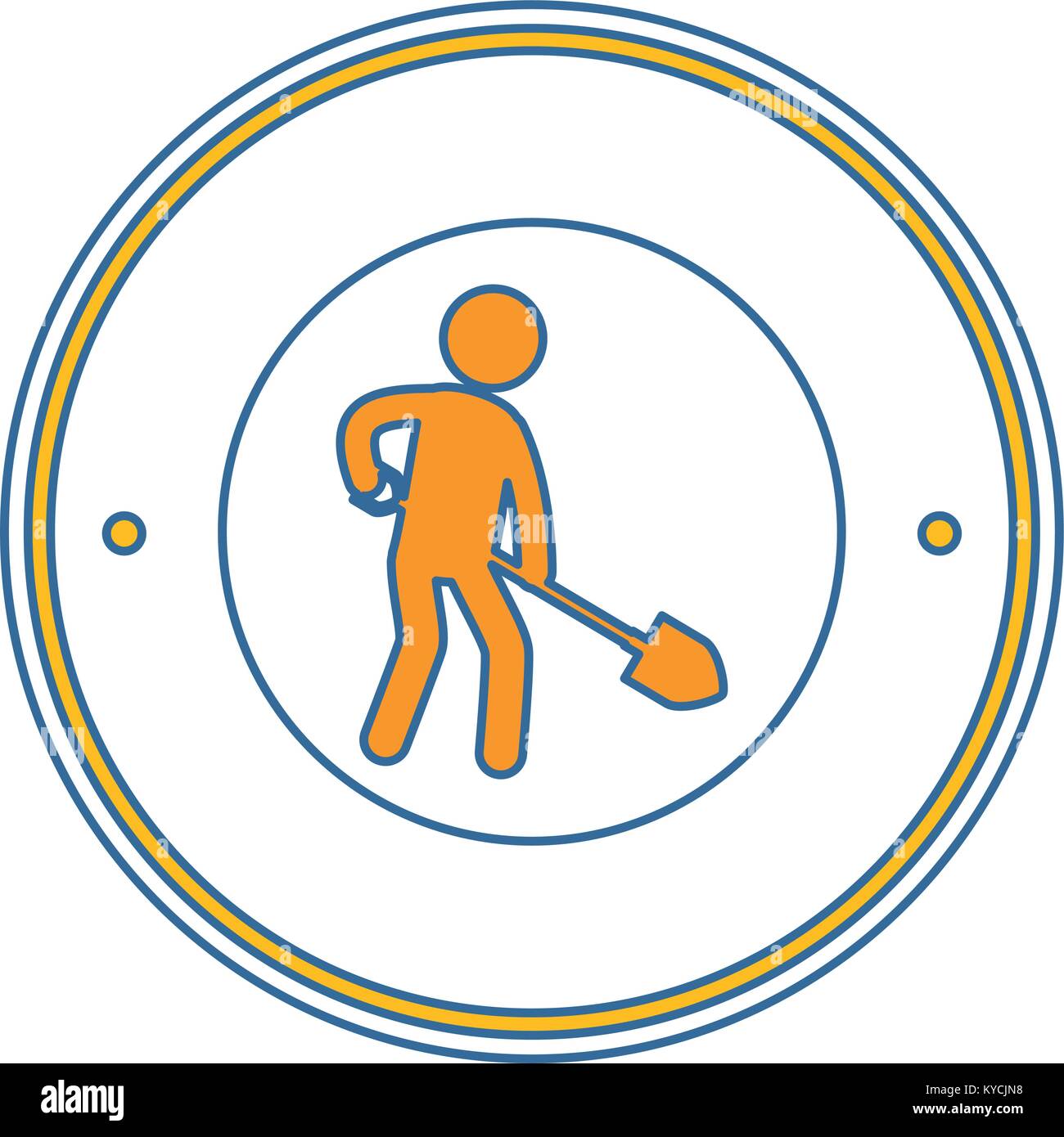 construction traffic signal with worker vector illustration design ...