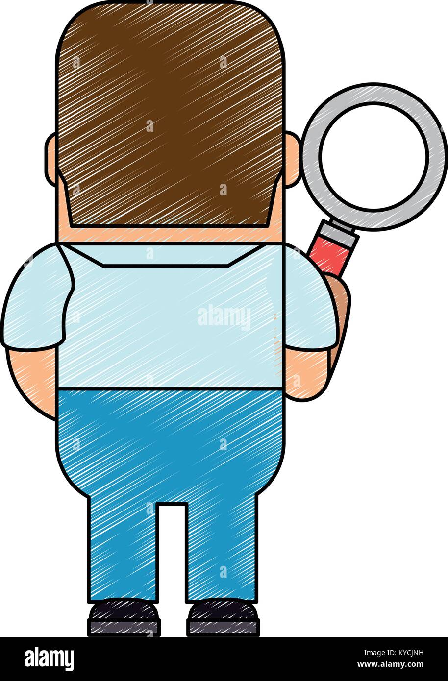 funny man with magnifying glass avatar character vector illustration ...