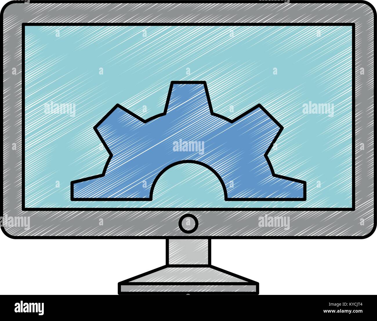monitor computer with gears vector illustration design Stock Vector ...