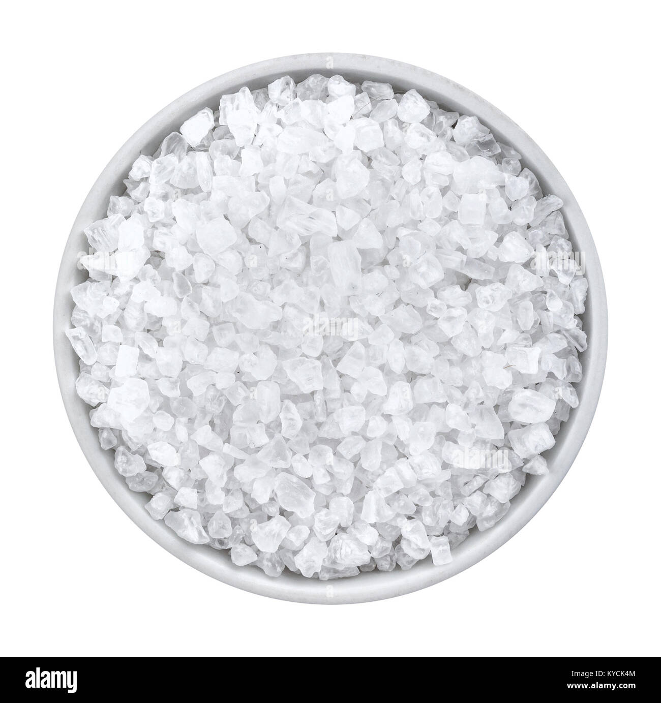 Coarse sea salt on white background top view Stock Photo - Alamy