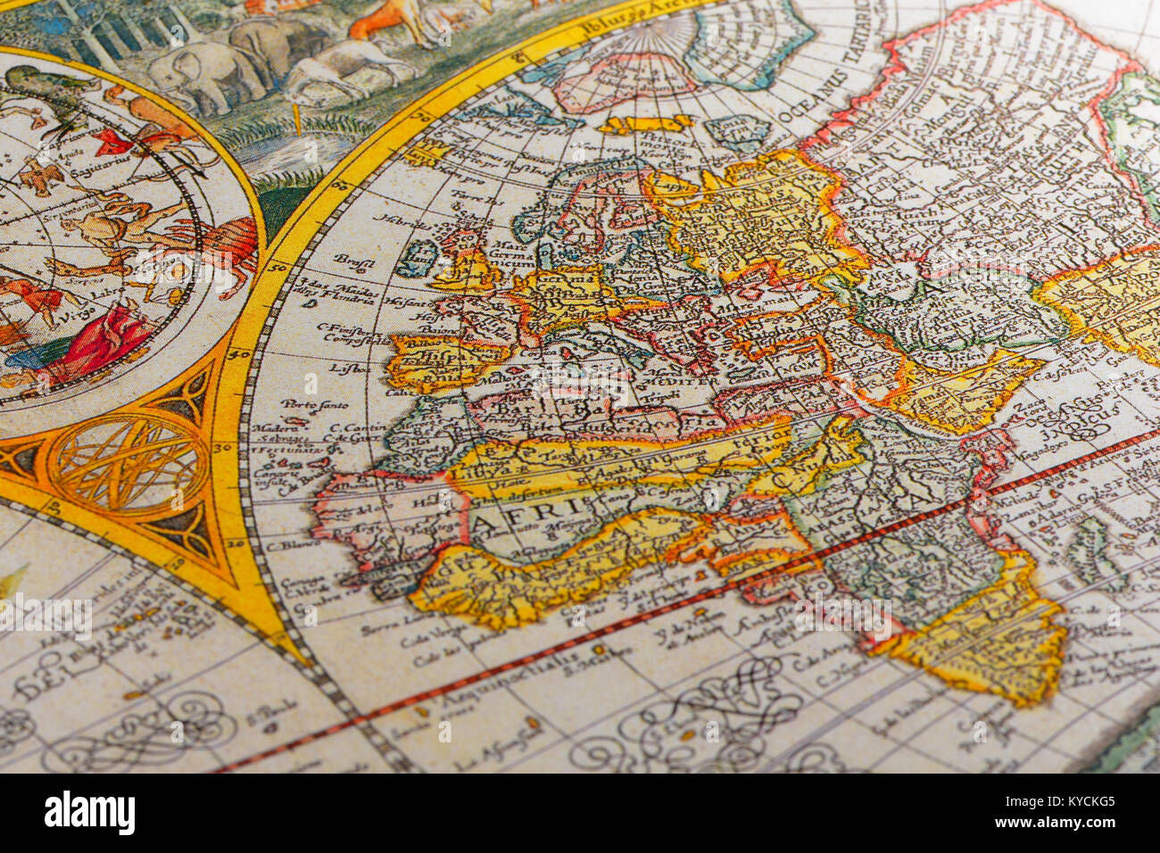 Old Antique map of Britain/Europe Stock Photo - Alamy