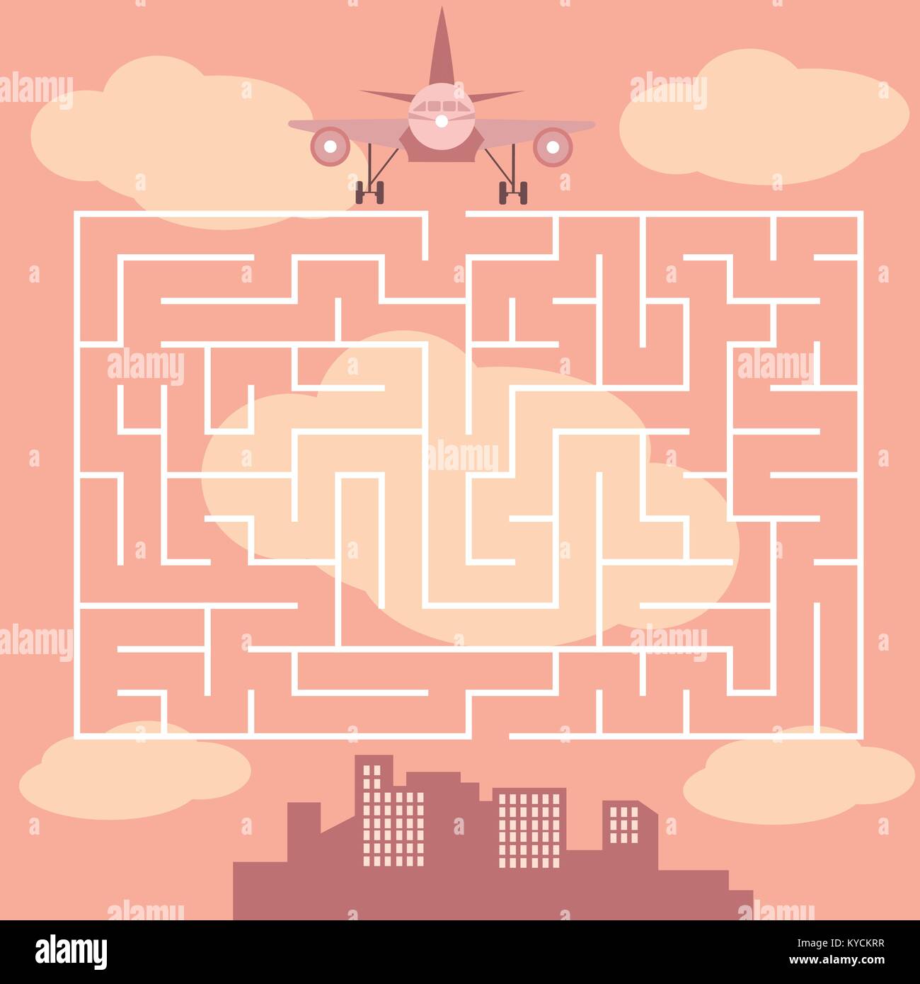 Maze with airplane - game for children - vector Stock Vector Image ...