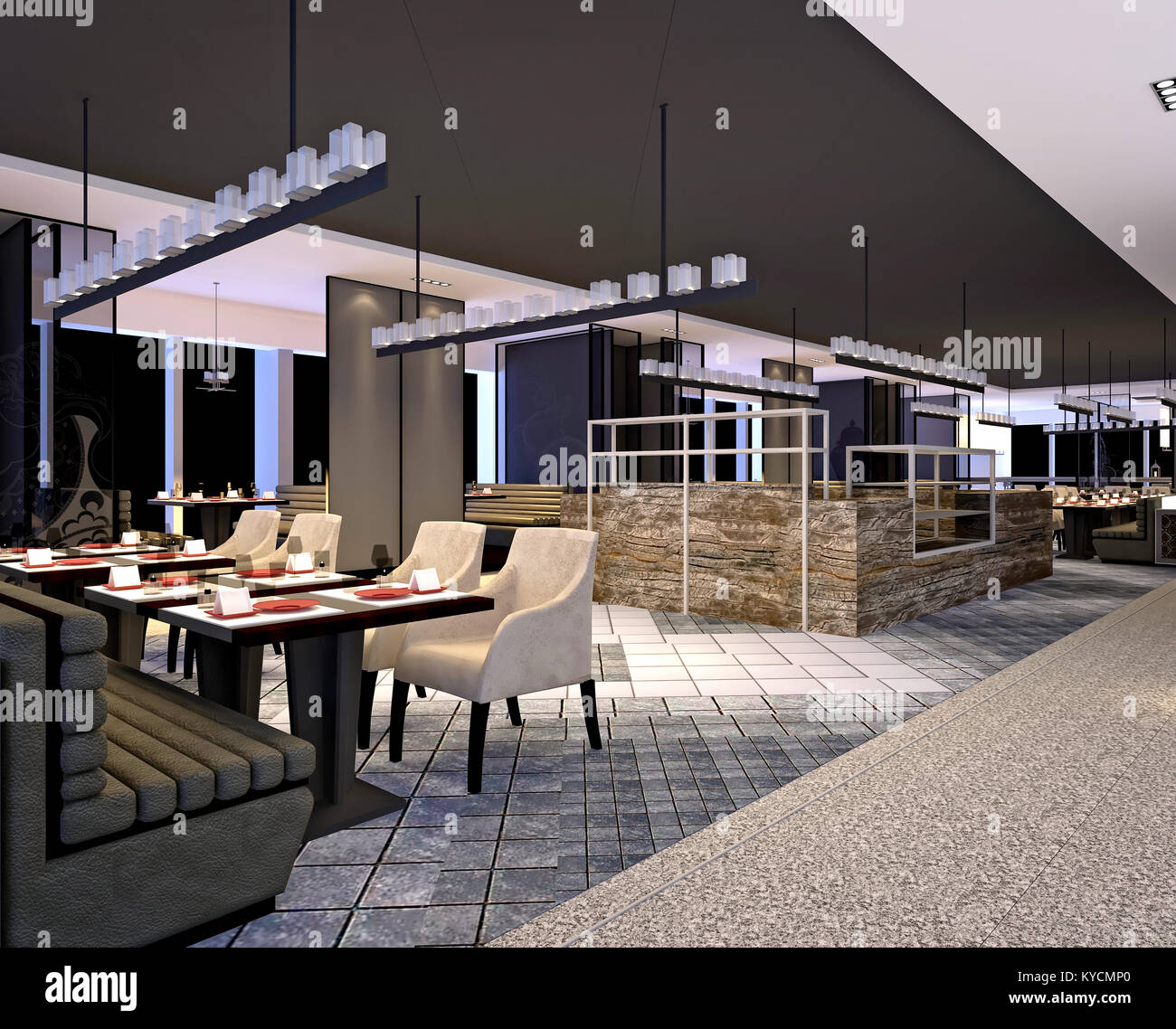 3d render of restaurant Stock Photo - Alamy