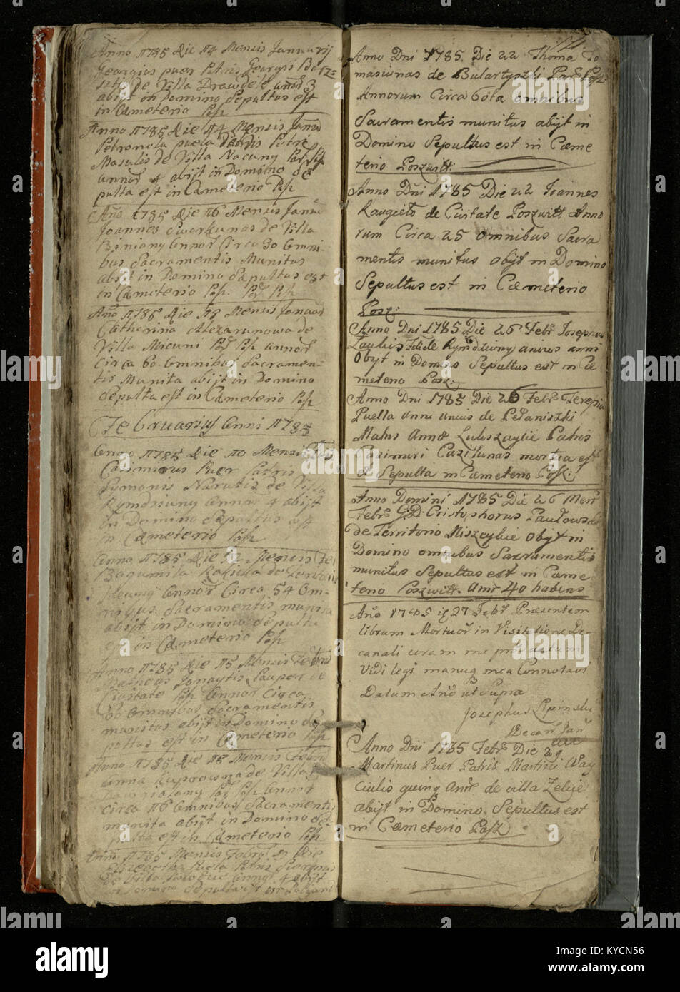The Pasvitinio RKB death registry book from 1745-1793, documenting ...