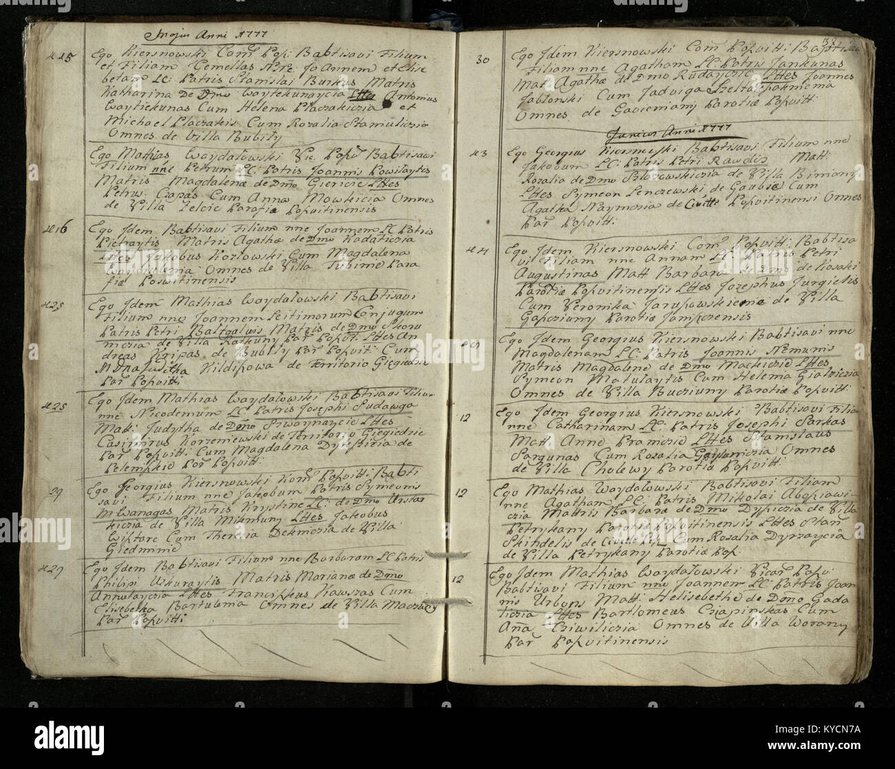 A baptismal record book from the Pašvitinys Roman Catholic Church ...