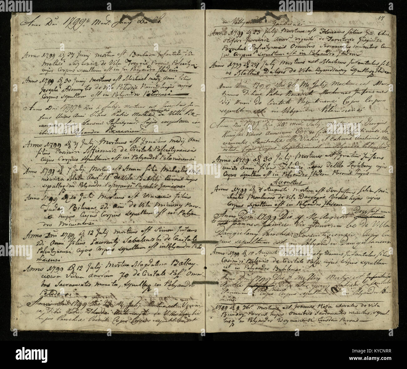 This death register from 1793 to 1812 in Pašvitinio RKB records burials ...