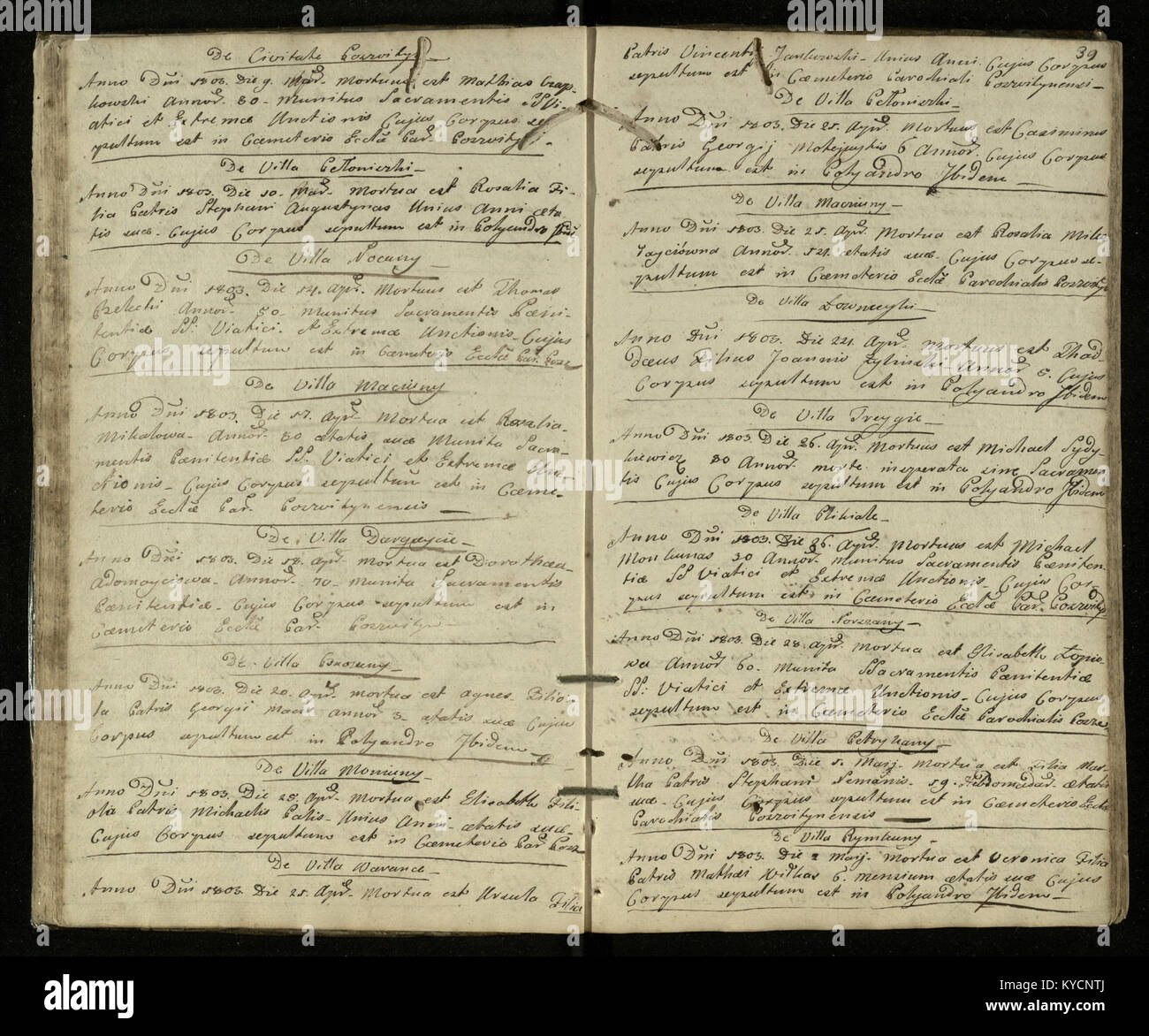 This is a death register book (mirties metriku knyga) from the years ...