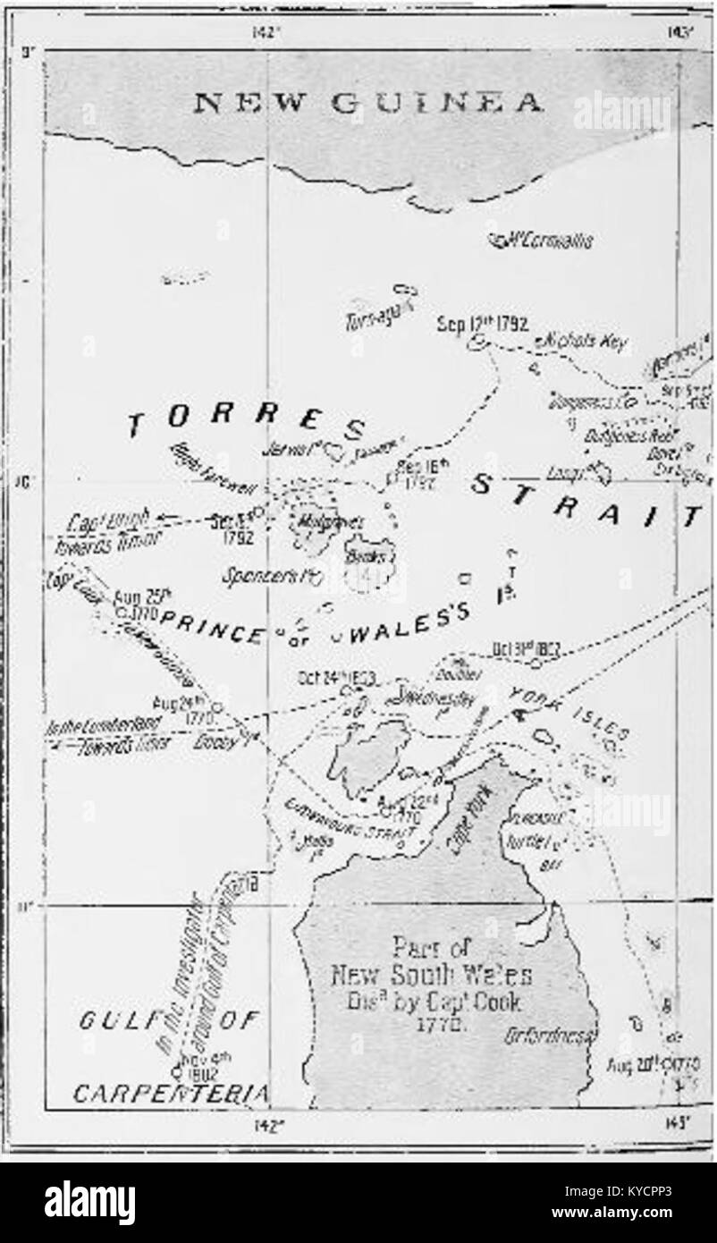 Map from Matthew Flinders’ biography showing key locations of his ...