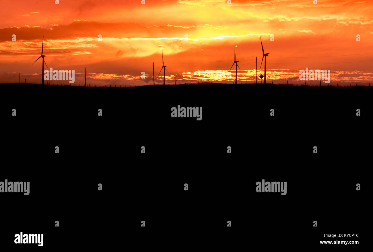 Wind Farm Sunset Stock Photo - Alamy