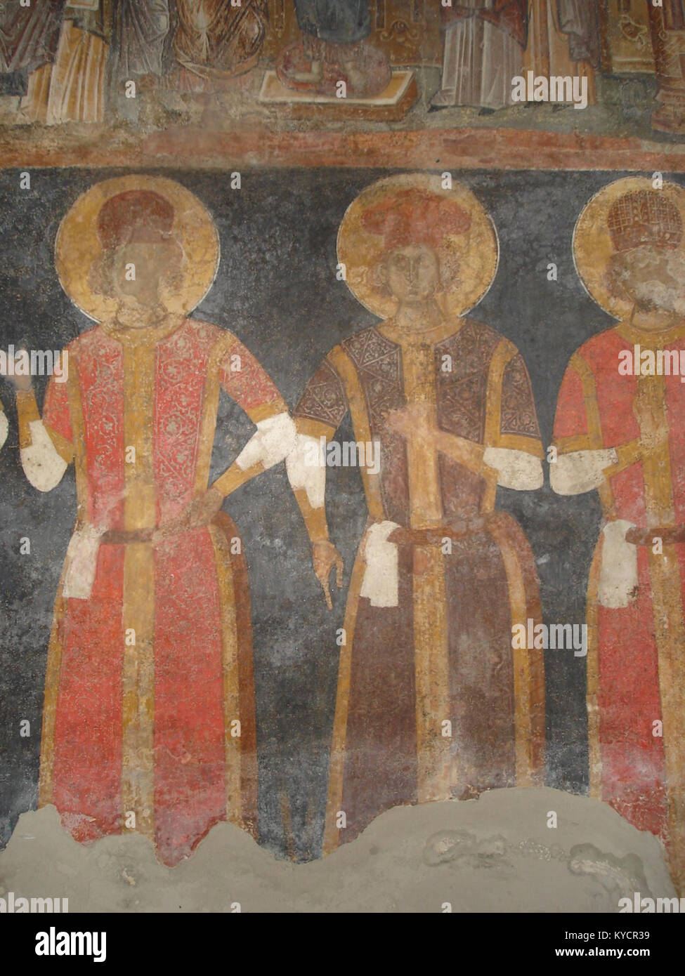 The image depicts religious paintings inside St. Demetrius Church in ...
