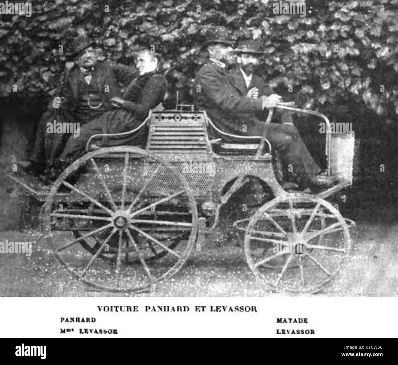 A historical photograph from 1892 showing automobile pioneers René ...