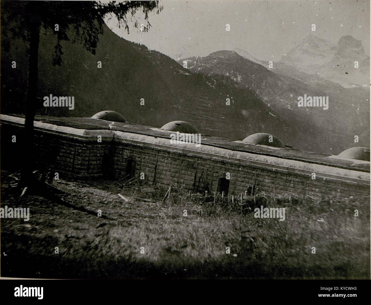 A historical military photograph showing the Panzerwerk 'Venas,' an ...