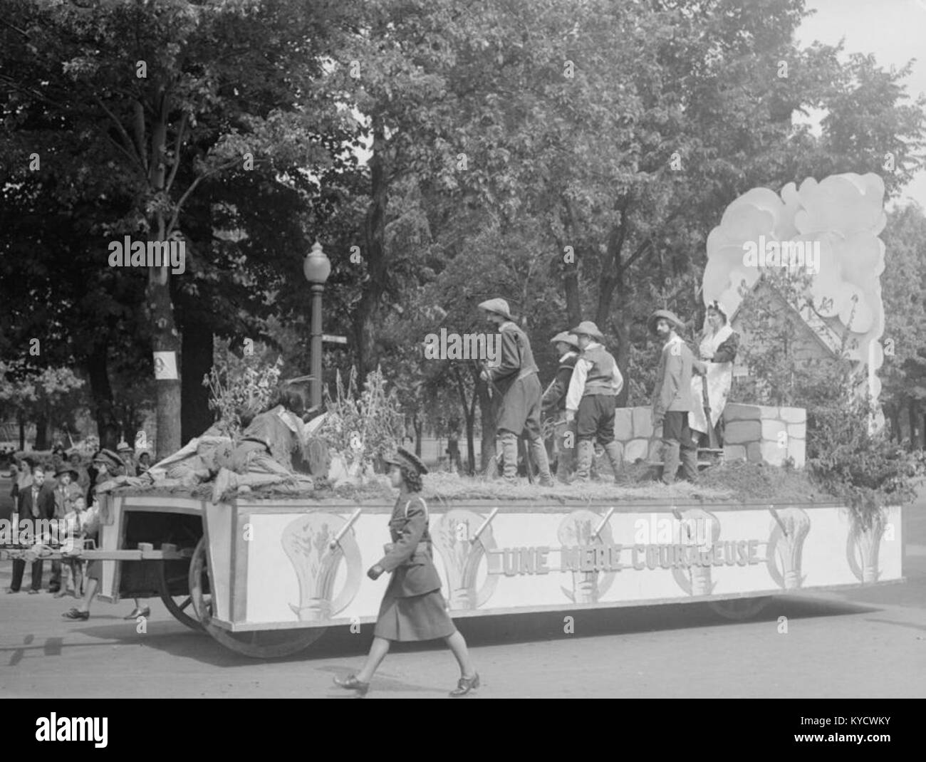 The St. Jean Baptiste Parade, depicting a courageous mother, part of a ...