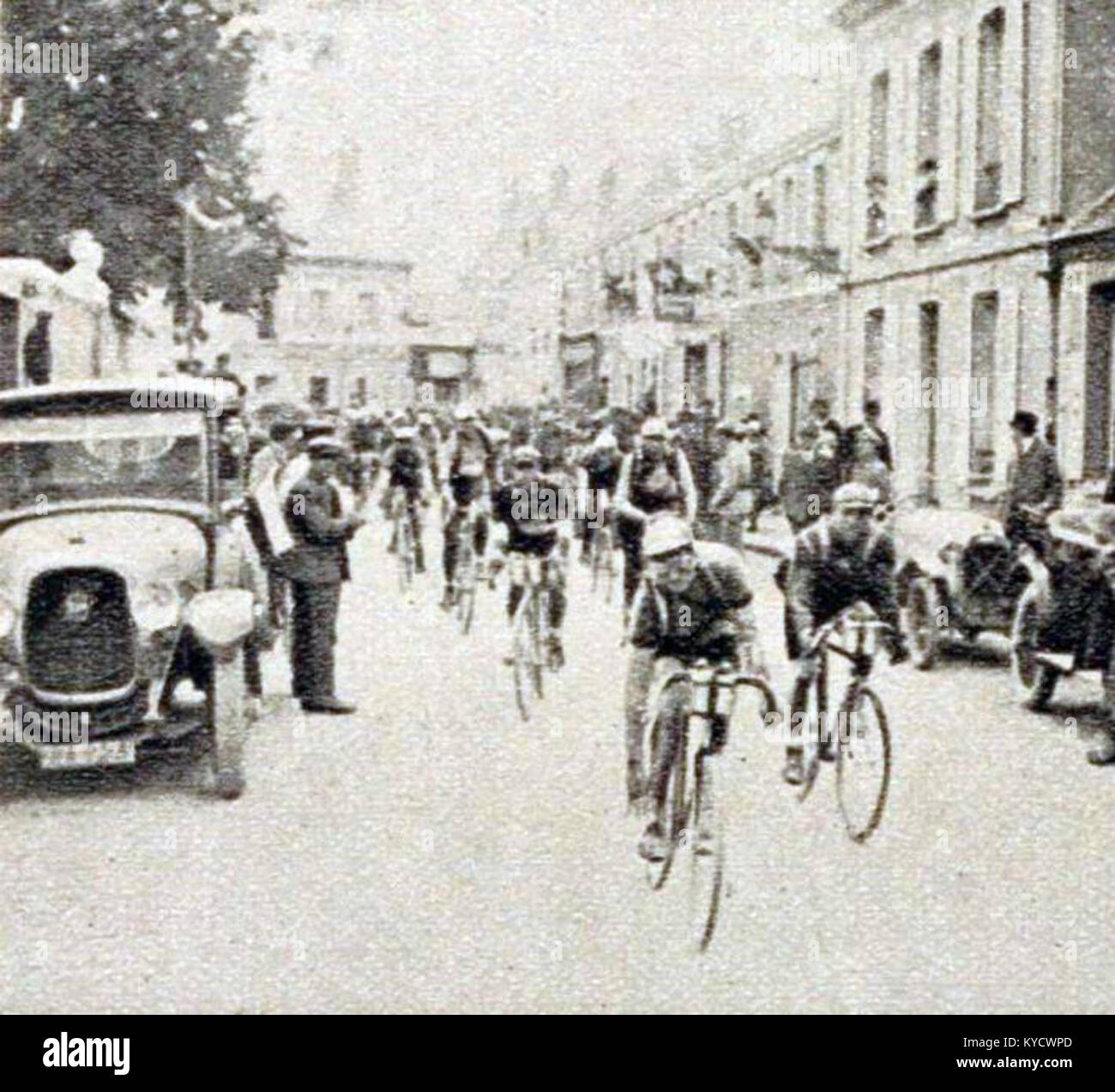 A historical photograph from the 1923 Paris–Tours cycling race showing ...