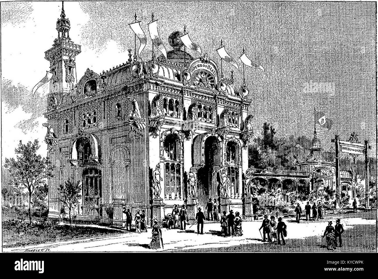 Drawing of the Brazilian Empire Pavilion at the Paris Universal ...