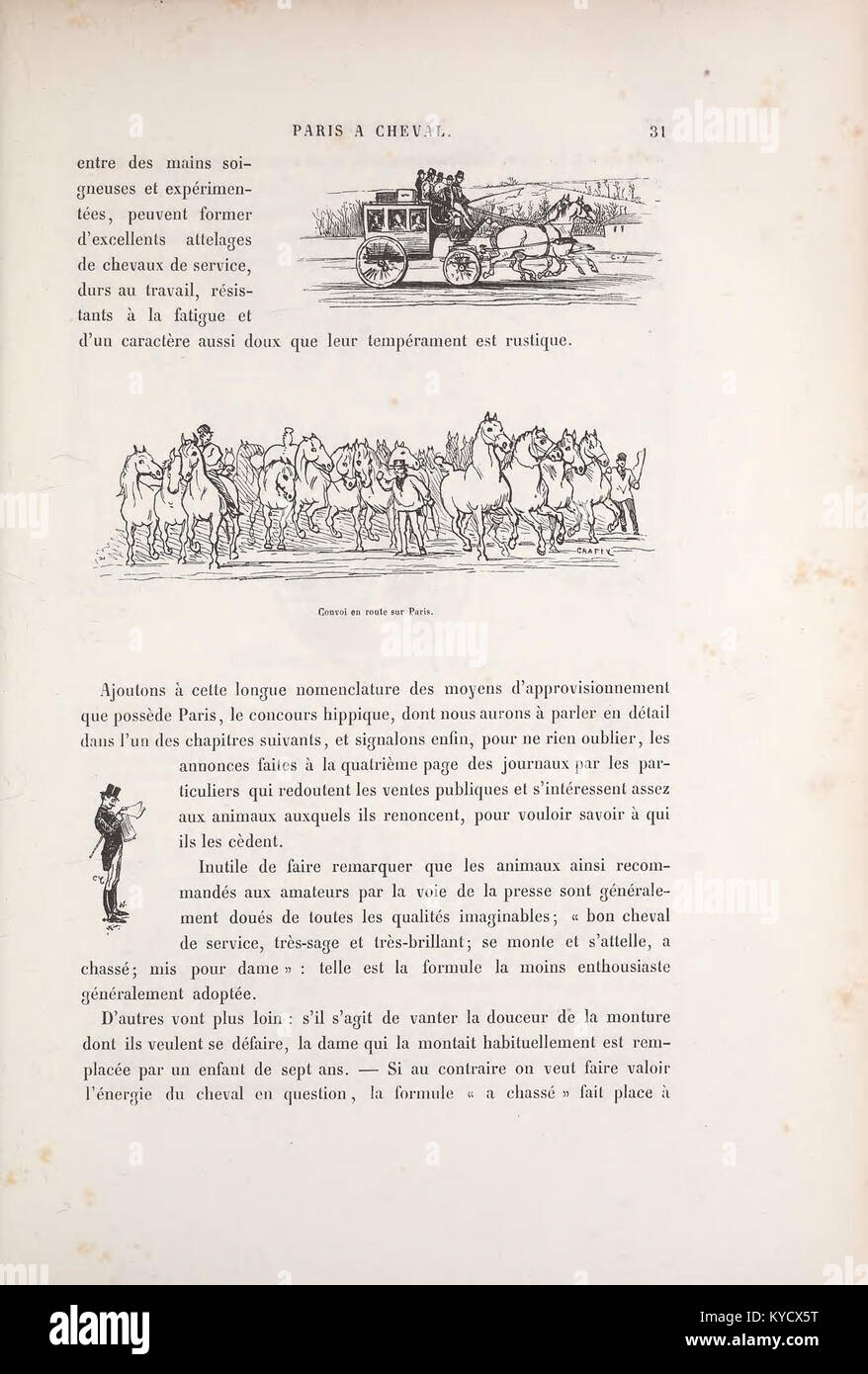 This page from a historical work shows a depiction of a horse in Paris ...