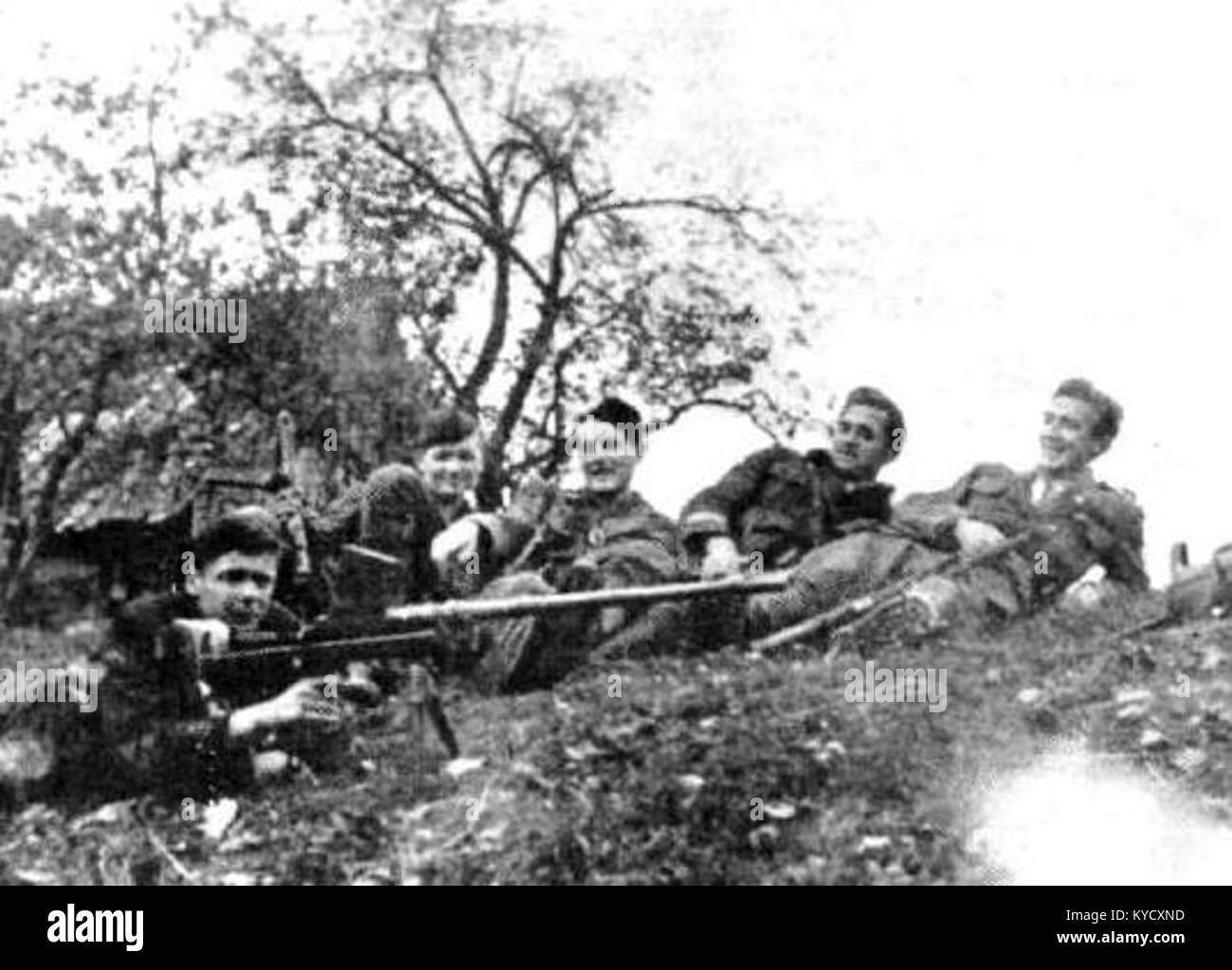 This historical image depicts the Partisan Preseren Brigade during an ...