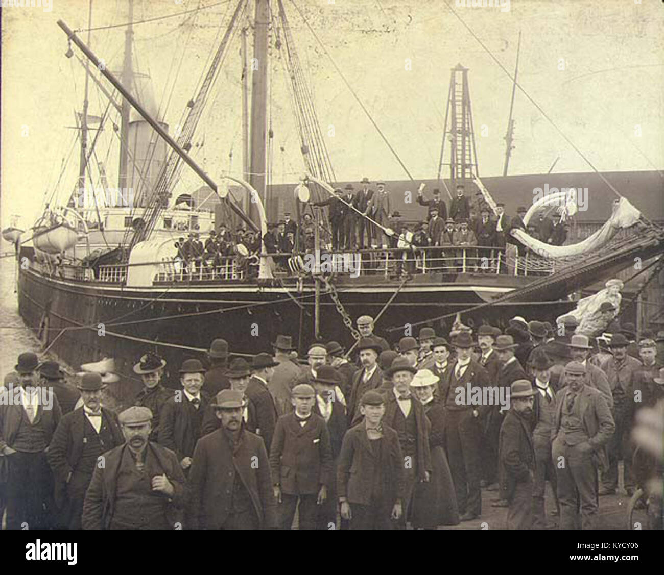 A circa 1904 photograph of the passenger steamship Garonne docked in ...