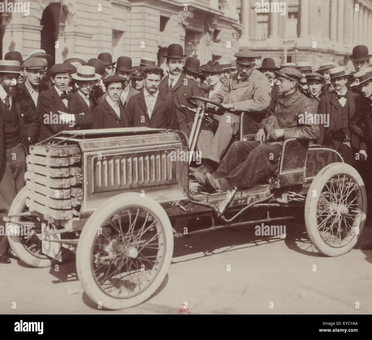 A photograph of Paul Baras, a French racer, at the start of the Paris ...