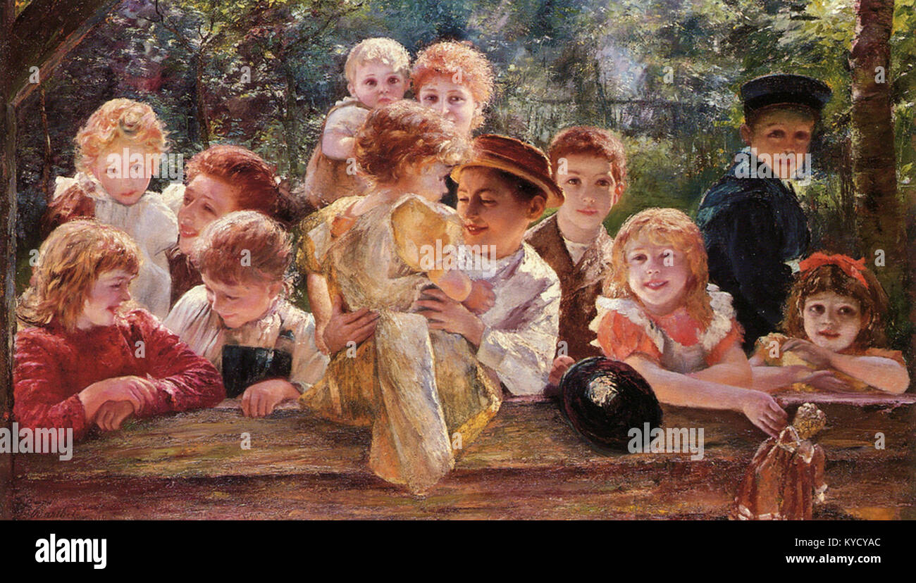 Paul Barthel's 'Glückliche Kinder' (Happy Children) is a 19th-century ...