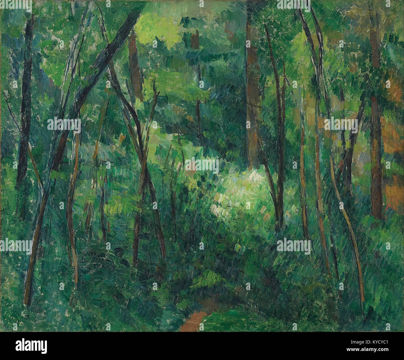 Paul Cézanne's 'Interior of a Forest' is a landscape painting depicting ...