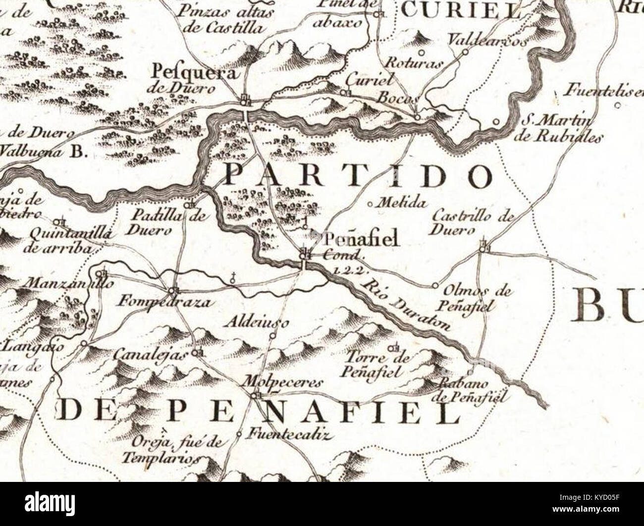Peñafiel, a town in Spain, was depicted in a 1779 historical ...