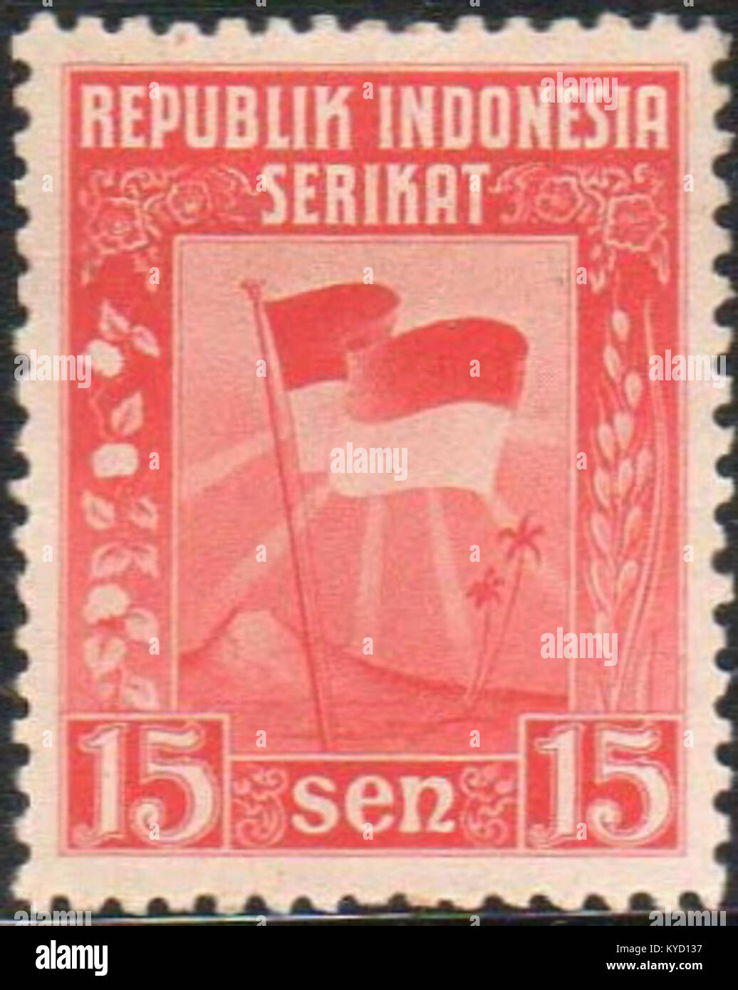 Perangko RIS 15 sen (Jan 1950 Stock Photo - Alamy
