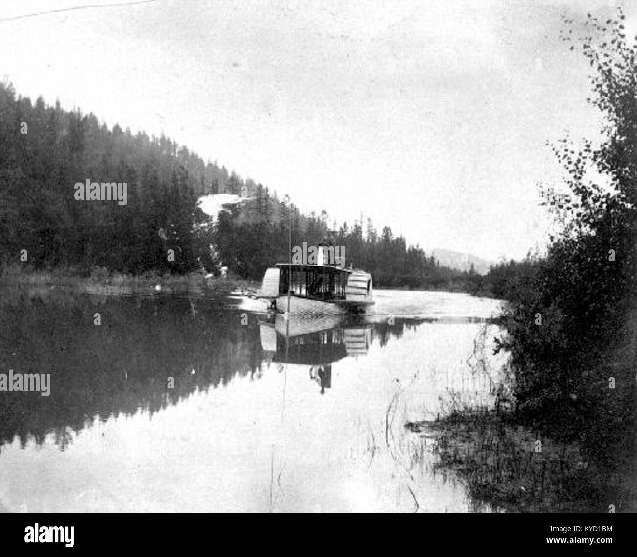 A historical photograph showing the steamboat Pert at Canal Flats in ...