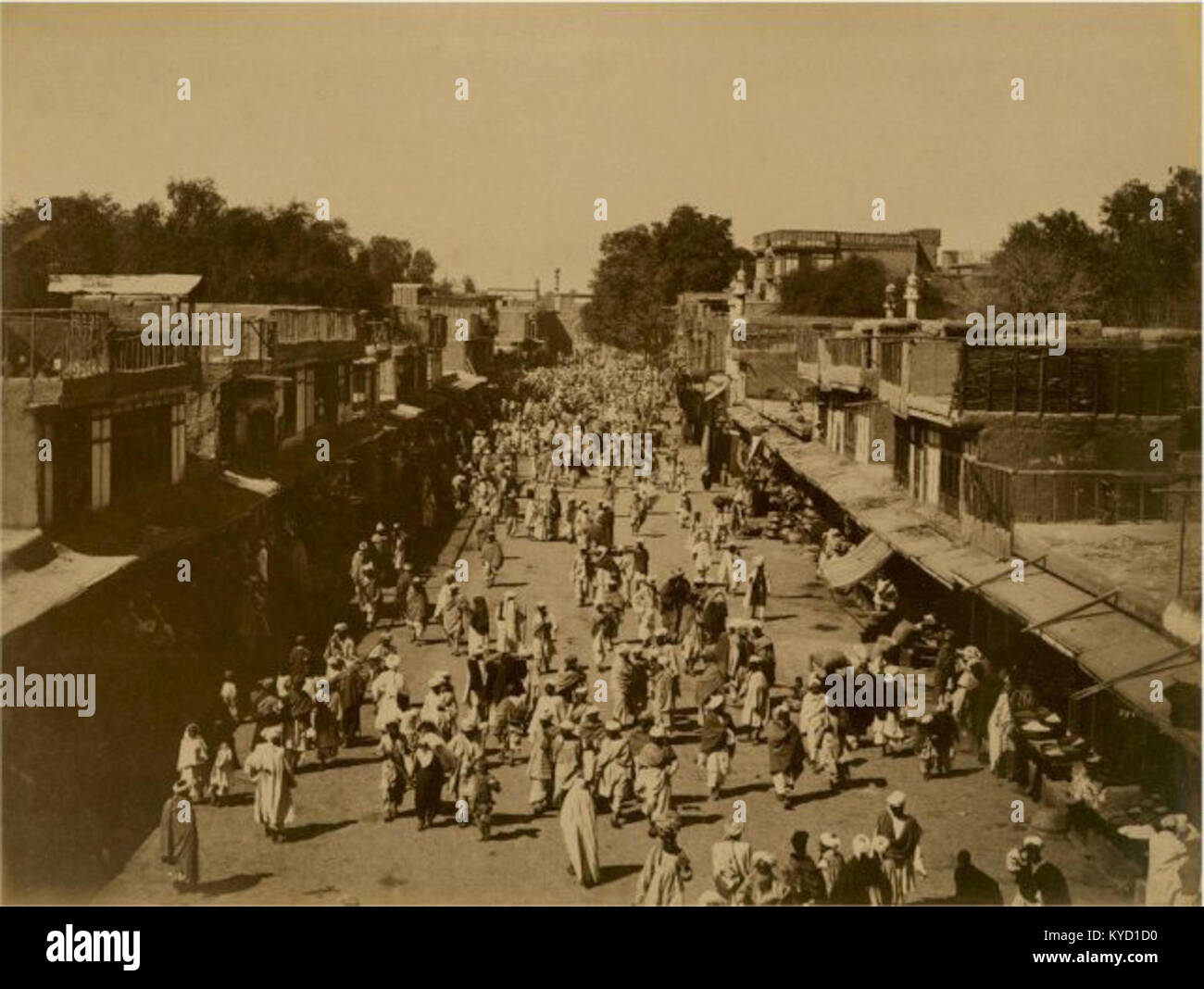 This image shows Edwardes Gate in Peshawar, India, around 1870. It is ...