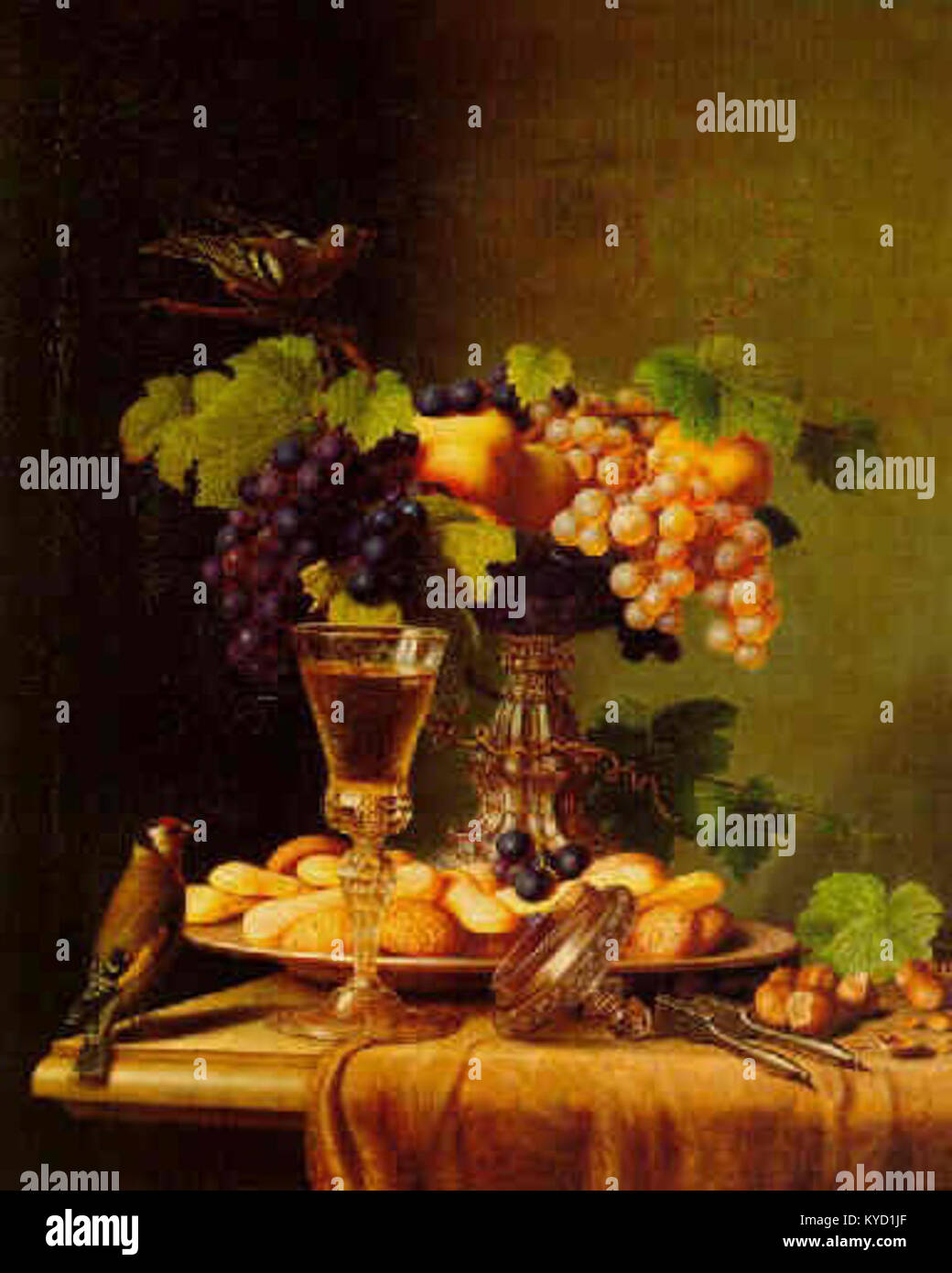 Peter Joseph Wilms - Stillleben mit Früchten, Weinglas etc Stock Photo ...