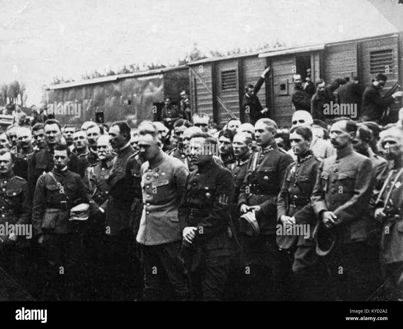 A 1920 photograph showing Polish and Ukrainian officers, including ...