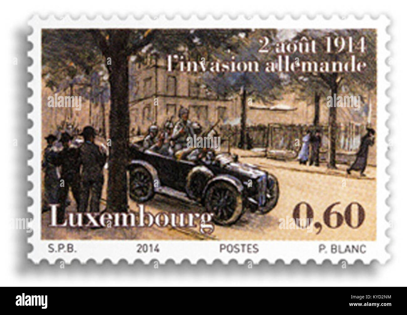 This stamp issued by Pierre Blanc commemorates the 100th anniversary of ...