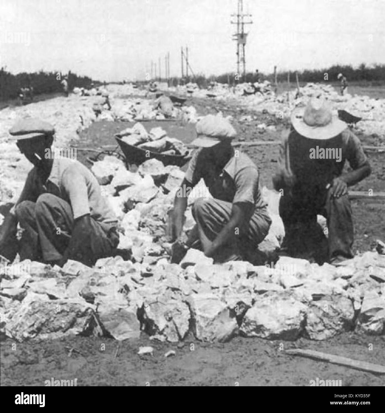 A photograph documenting road construction in Netanya, Israel, showing ...