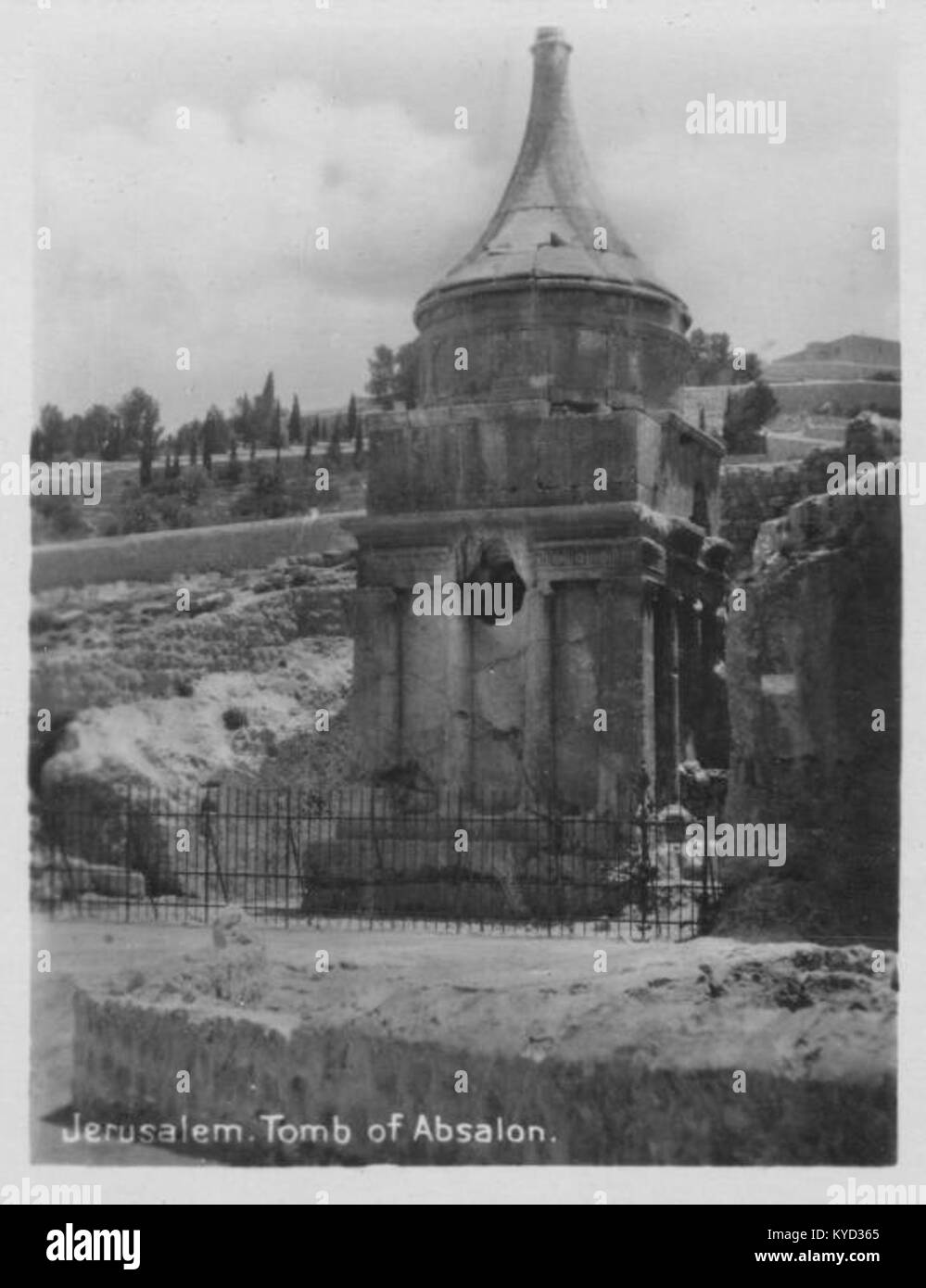The image shows the monument known as Yad Avshalom (“Absalom’s Tomb ...