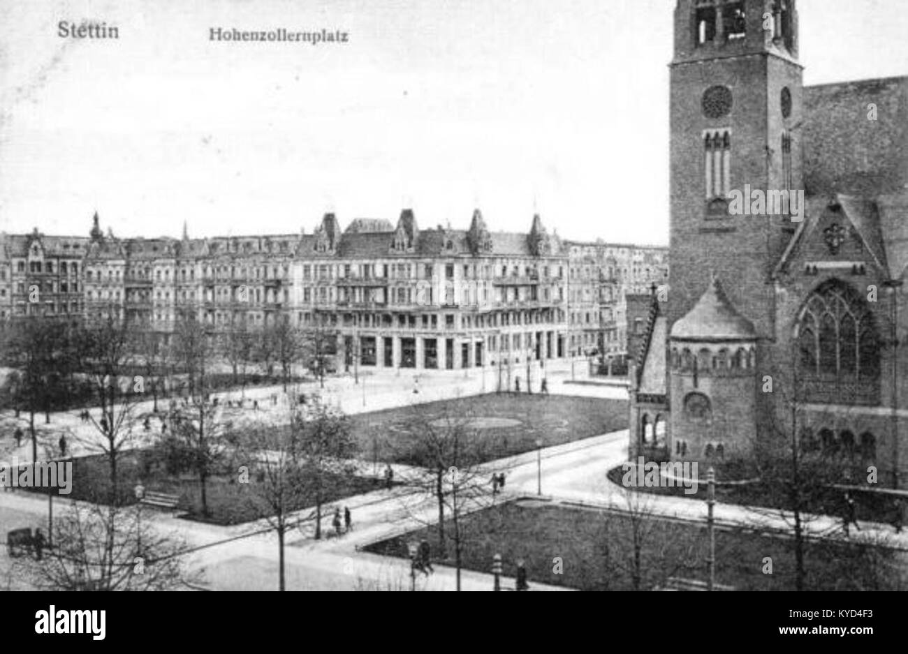 A historical photograph of Plac Zwycięstwa (Victory Square) in Poland ...
