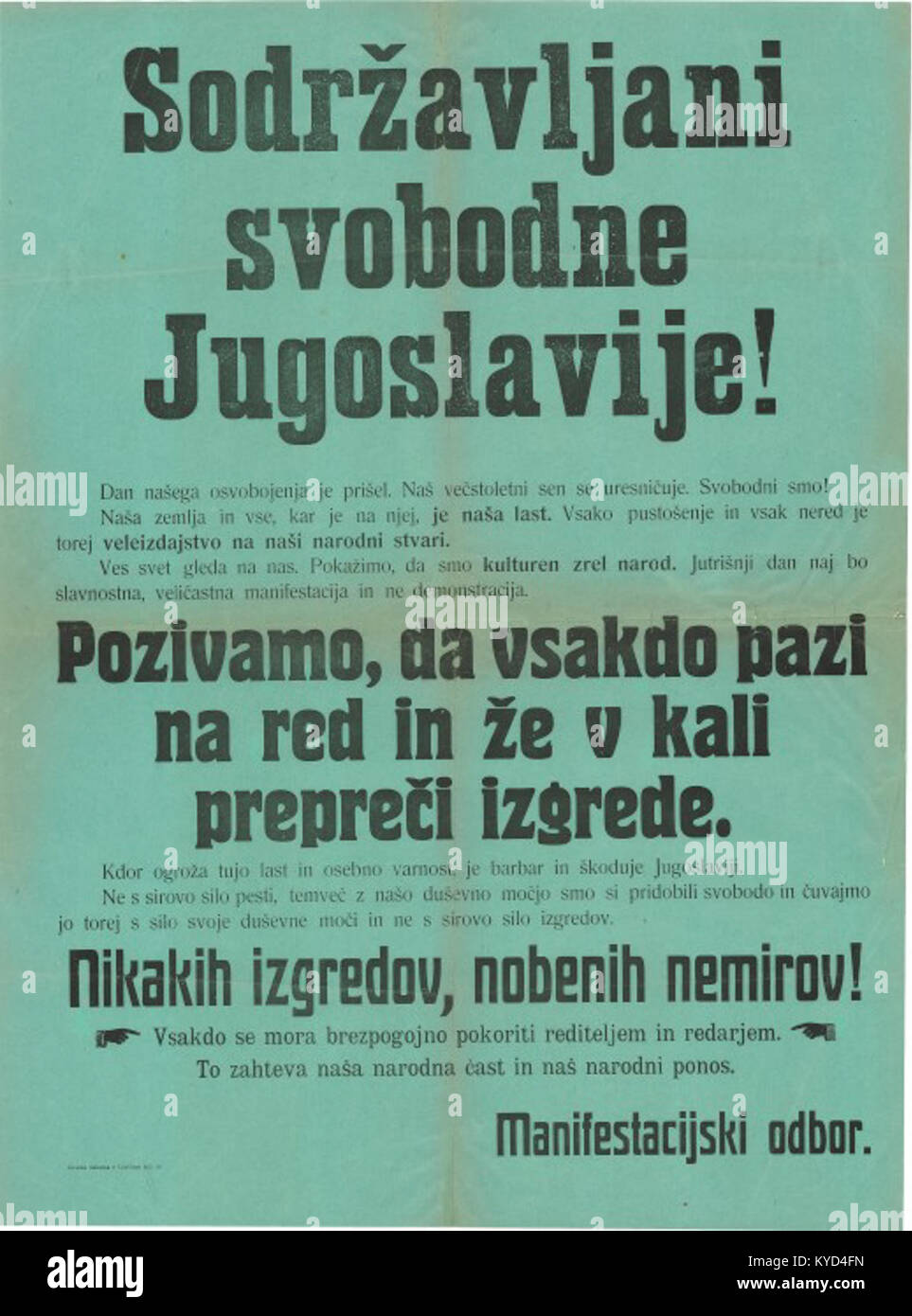 1918 propaganda poster depicting citizens of Free Yugoslavia, promoting ...
