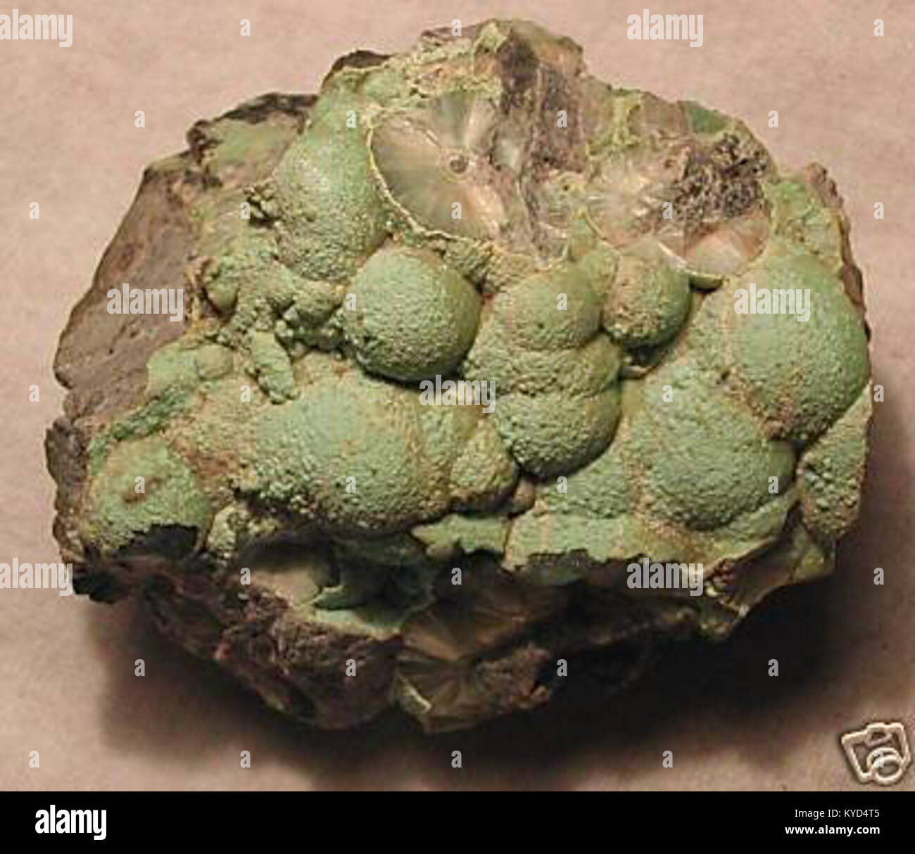 Mineralogical specimen of Planerite and Wavellite, highlighting their ...