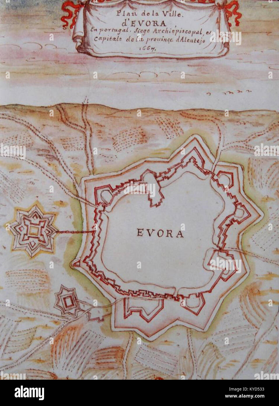This 1677 map of the city of Évora, Portugal, provides a historical ...