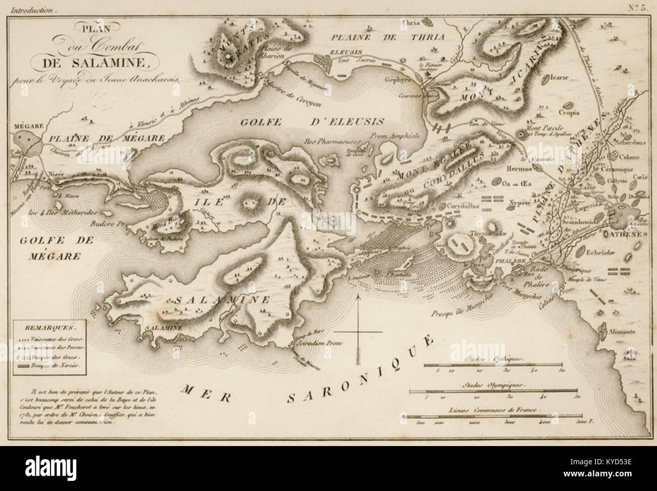 An 1832 map by Jean-Jacques Barthélemy illustrating the Battle of ...