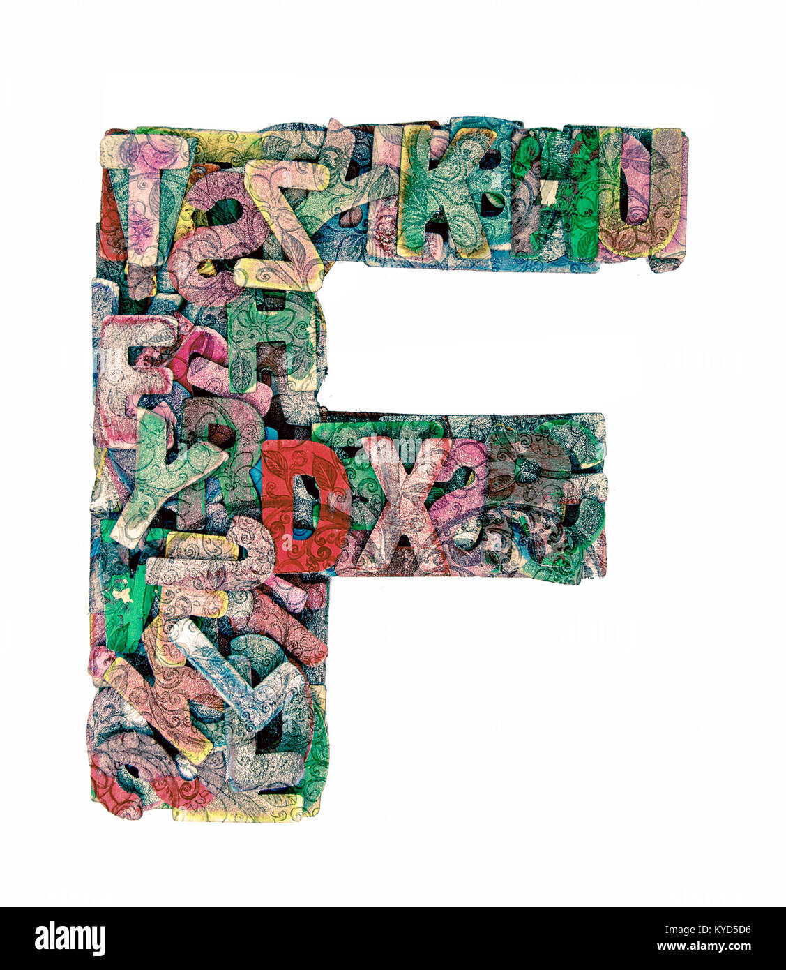 lots of small wooden letters to make up the letter F Stock Photo - Alamy