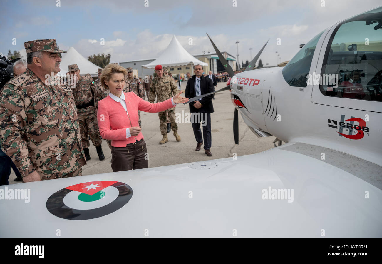 Amman, Jordan. 14th Jan, 2018. German Minister of Defence Ursula von ...