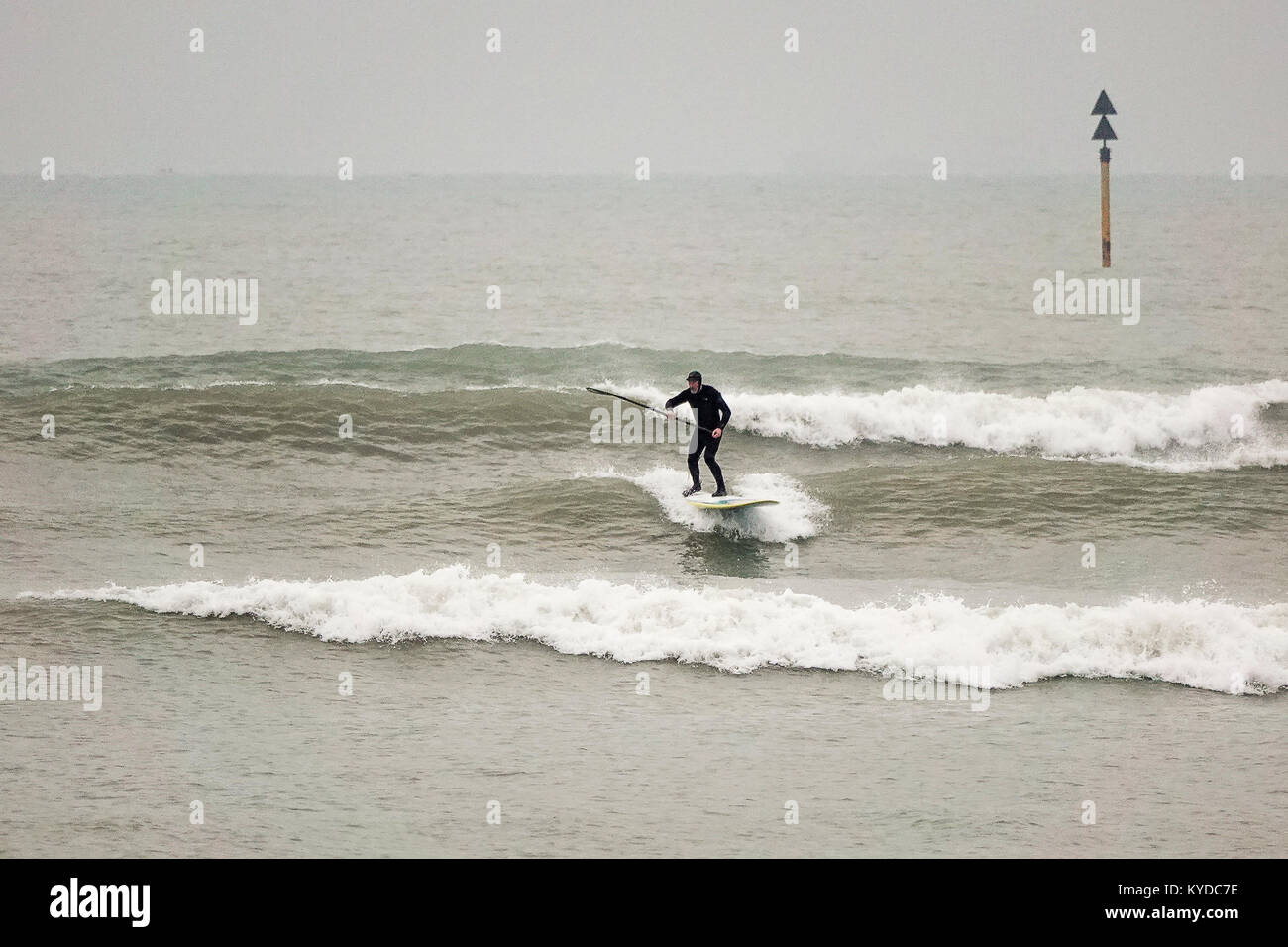 West Strand, West Wittering, West Sussex. 14th January 2018. Waves ...