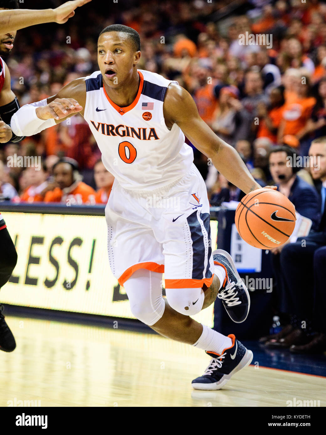 Virginia Cavaliers guard Devon Hall (0) during the NCAA Basketball game ...