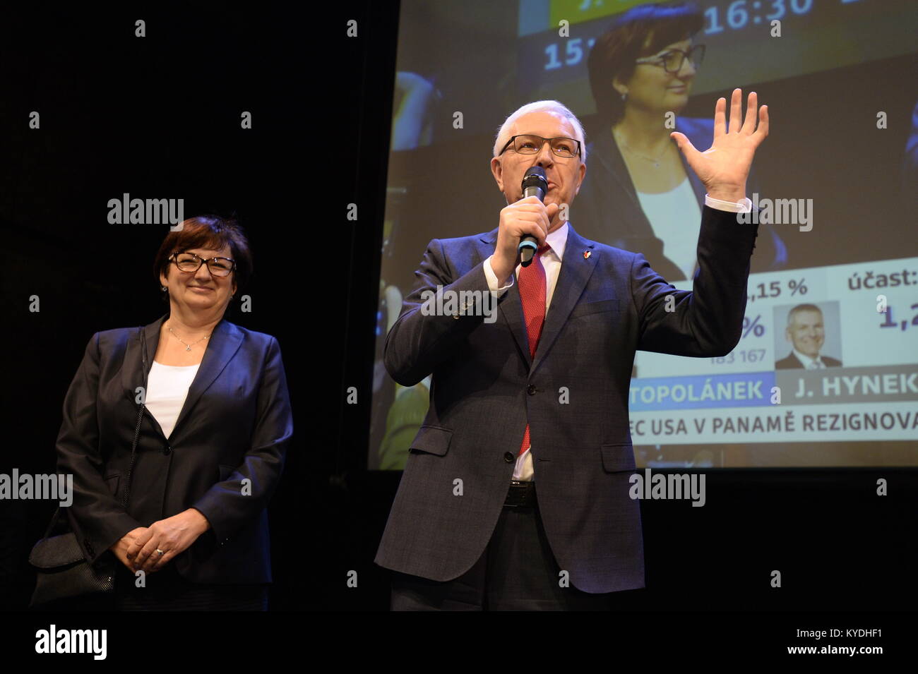 Jiri Drahos (right), presidential candidate, and his wife Eva Drahosova ...