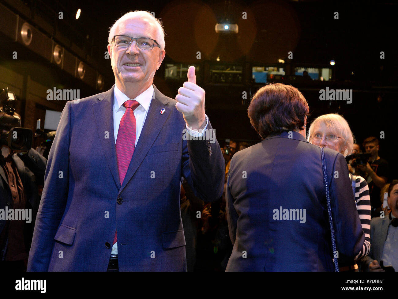 Jiri Drahos, presidential candidate, gestures after the first round of ...
