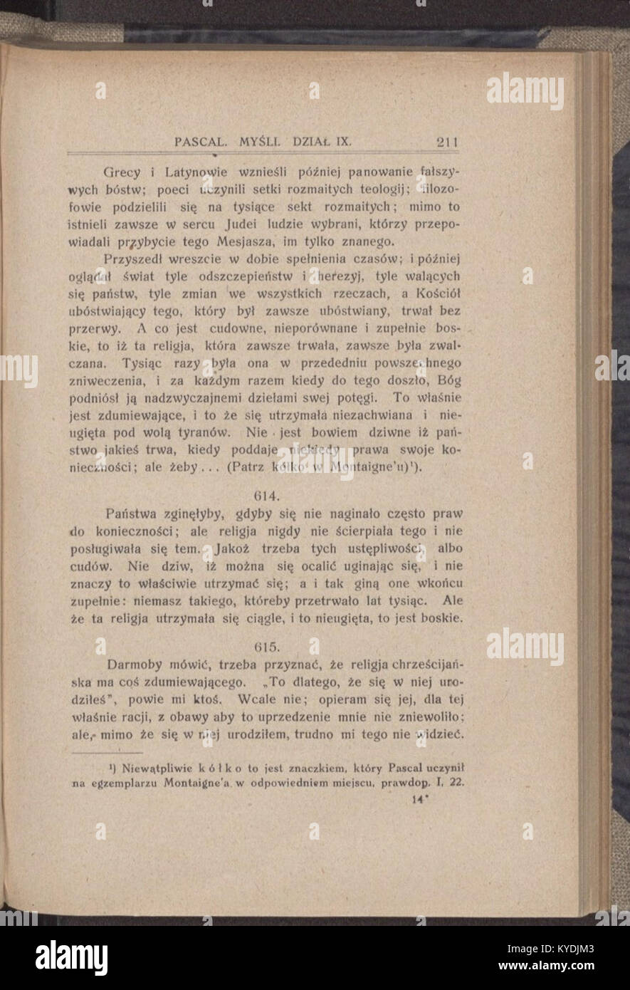 A page from Blaise Pascal’s work 'Pensées', presenting a philosophical ...