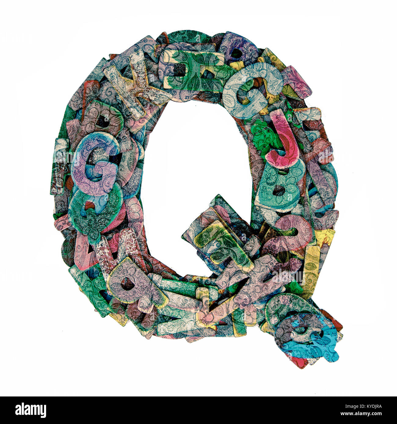 lots of small wooden letters to make up the letter Q Stock Photo - Alamy
